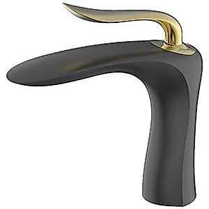 JBQ Bathroom Faucets Bathroom Sink Faucet Bathroom Basin Brass Faucet Sink Faucet hot and Cold Single Handle countertop Installation Toilet Crane Faucet (Color : Black Gold S)
