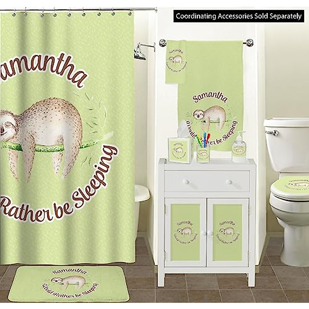 RNK Shops Sloth Waste Basket - Single Sided (White) (Personalized)