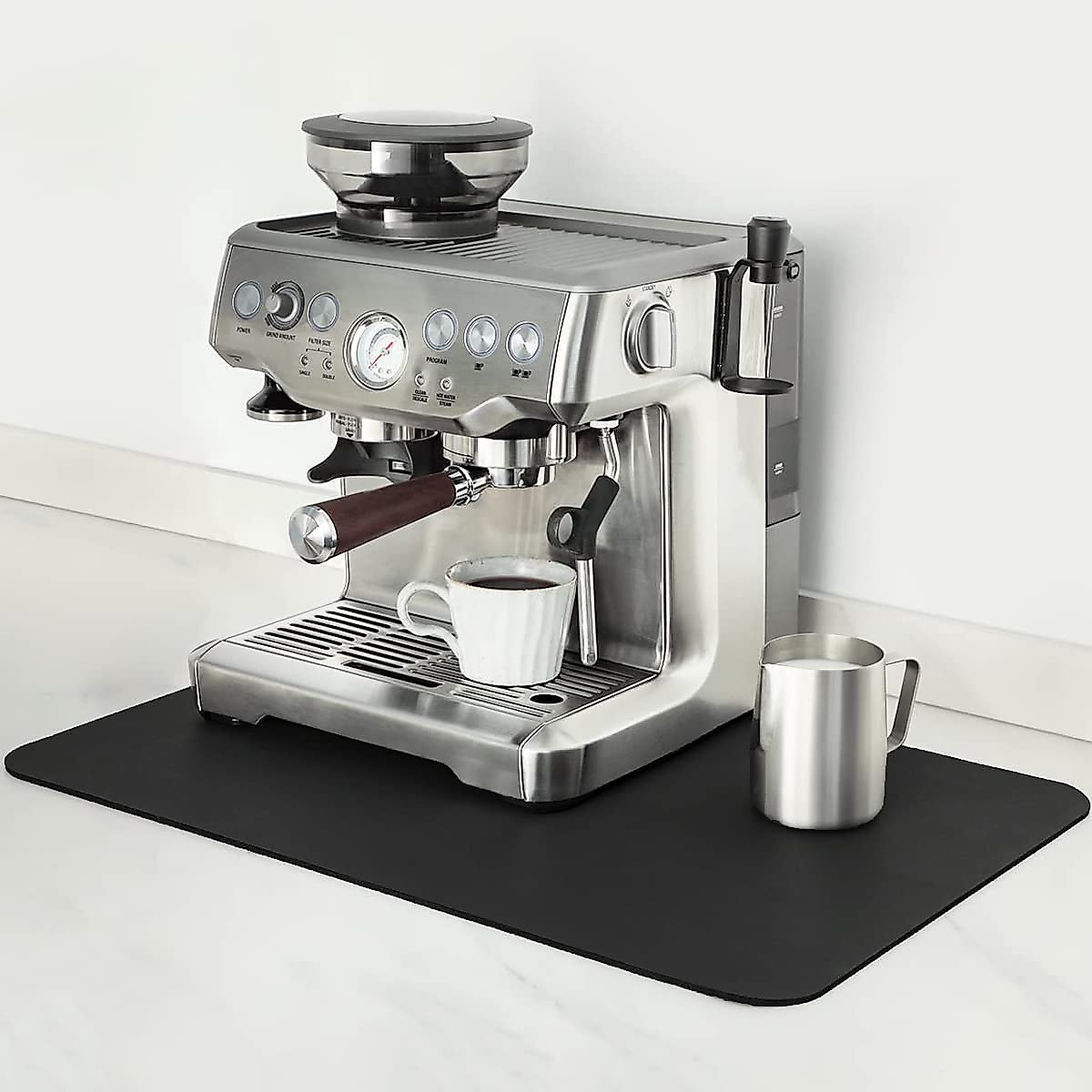 Mimore Coffee Mat - 12x19 Inch Black Coffee Bar Mat for Countertop - Absorbent, Hides Stains, Rubber Backed - Coffee Bar Accessories Dish Drying Mat Fit Under Coffee Maker Espresso Machine