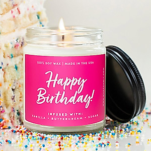 WAX & WIT Buttercream Vanilla Birthday Candle - Unique Happy Birthday Gifts for Women, Happy Birthday Gifts for Her, Eco-Friendly, 9oz