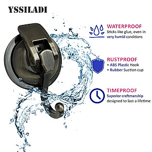 YSSILADI Suction Cup Hooks Heavy Duty Vacuum Suction Shower Hooks Glass Suction Cup Hooks Bathroom Robe Hooks Reusable, No Hole Punched, for Garland Decoration (Bronze, 4 Pack)