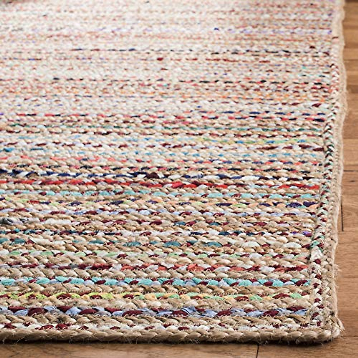 SAFAVIEH Cape Cod Collection 2' x 3' Natural/Multi CAP251A Handmade Boho Braided Jute Entryway Living Room Foyer Bedroom Kitchen Accent Rug