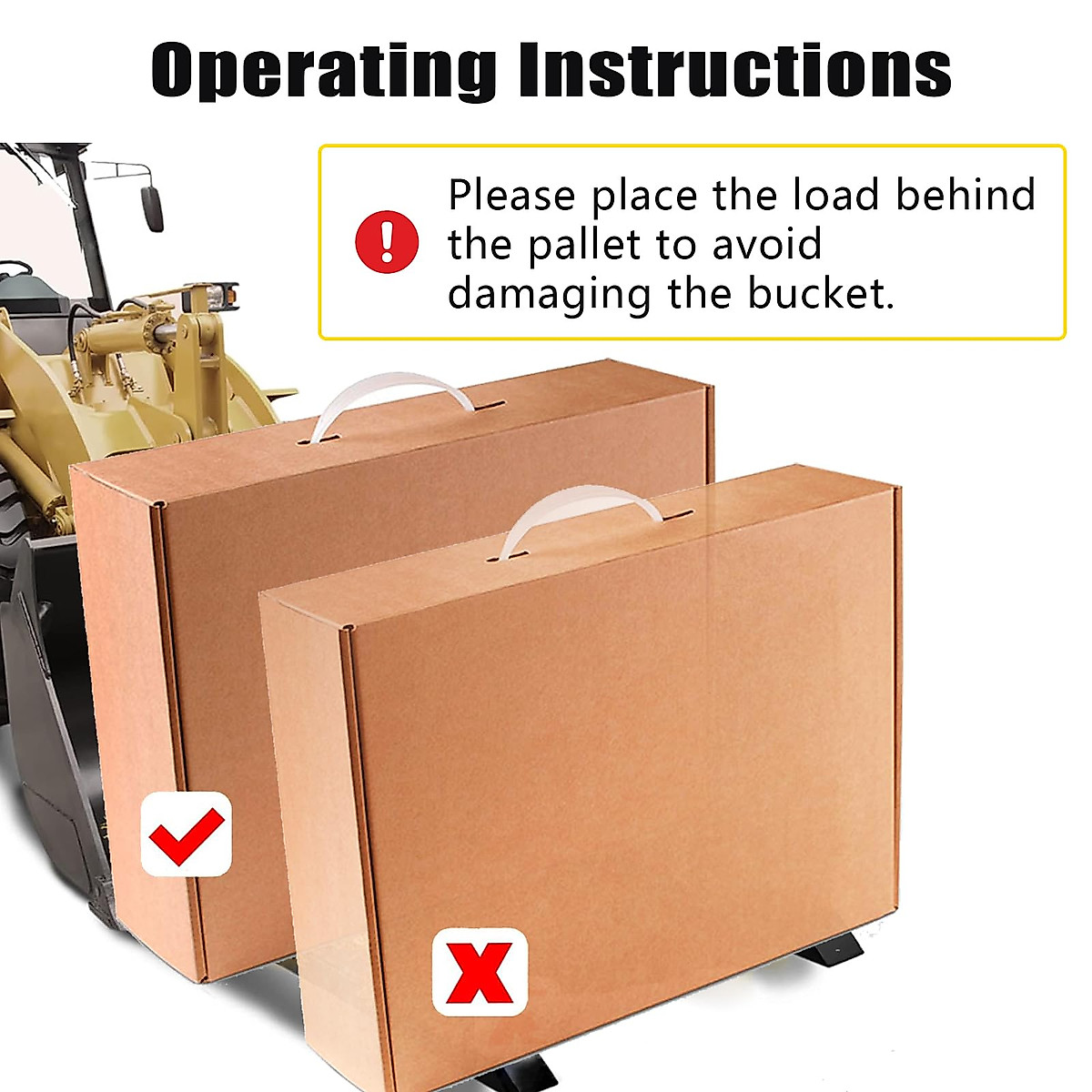 Clamp on Pallet Forks w/Adjustable Stabilizer Bar -60" 2000lbs Max- Pallet Forks Clamp On for Tractor Bucket （60inch Total Length）