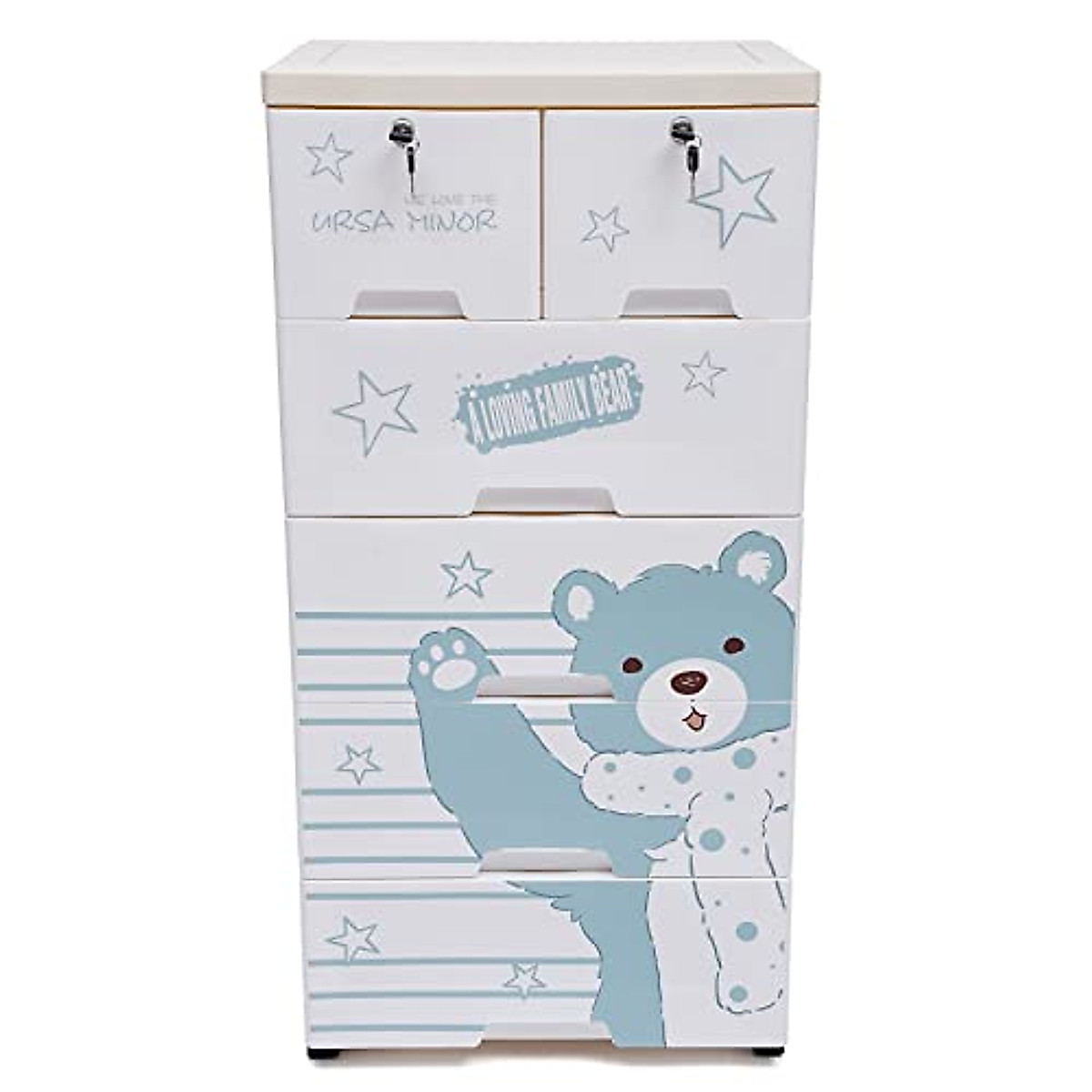 TouSuaRSi 5 Layers Plastic Storage Cabinet with Drawers & Lock, Cabinet Storage Closet Drawers Organizer for Clothes, Bedroom, 19.69 * 13.78 * 40.16in (6 Drawers, Pattern: Polar Bear)