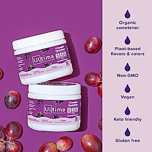 Ultima Replenisher Daily Electrolyte Drink Mix – Grape, 30 Servings – Hydration Powder with 6 Key Electrolytes & Trace Minerals – Keto Friendly, Vegan, Non- GMO & Sugar-Free Electrolyte Powder