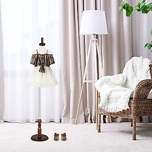 Bonnlo Upgraded Kid Dress Form, 5-6 years old, 7-8 years old, Toddler Mannequin Torse with Adjustable Rubber Wood Stand for Dress Jewelry Display (5-6 years old)