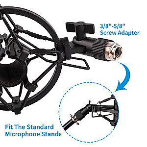 LYRCRO Microphone Shock Mount Holder Clip Mic Anti-Vibration for 22mm-26mm Diameter Dynamic Mic Like Shure SM58 58S SM57 PAG48 Sennheiser E835 E845 AKG D5S Samson Q7 Q8 Behringer Xm8500