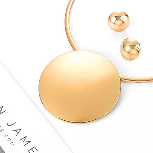 Barode African Choker Necklace Gold Round Necklaces Gothic Chunky Statement Necklaces and Earrings Set Jewelry for Women
