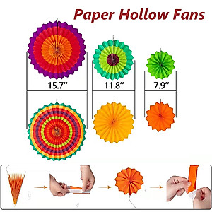 22pcs Fiesta Party Decorations,Encanto Mexican Party Decorations with Fiesta Paper Fans Wheel,Pom Poms Flowers, Serape Table Runners for Cinco De Mayo Decorations Supplies,Birthday,Dia De Los Muertos