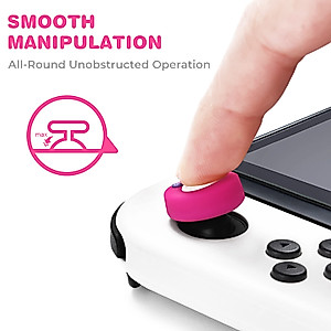 Switch Thumb Grips Joystick Caps Compatible with Nintendo Switch/OLED/Lite Controller Accessories,FUNLAB Cute Silicone Analog Stick Cover,4PCS - Wugtrio Pink & Wiglett White