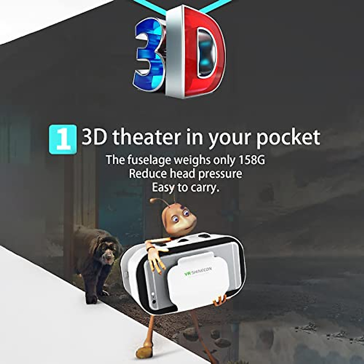 QIUSGE VR Headset Advanced All-in-One Virtual Reality Glasses Compatible with Phone,Soft & Comfortable New 3D VR Glasses Suitable for Movies with Remote Control (#3 VR Glasses +B Handle+Mirror Cloth)