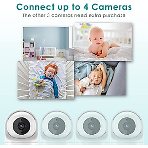 JLB7tech 5” 720P HD Video Baby Monitor with 1 Remote Camera, Remote Pan/Tilt/Zoom, High Definition, Portable Charging Cradle, Two-Way Audio, Auto Night Vision, 5 Lullabies, No WiFi, Up to 4 Cameras