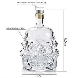 CLKAISHI Whiskey Decanter Glass Bottle Decanter with Lead-free Wine Stopper The Decanter is Fit for Whisky Bourbon Brandy Juice, etc and Can Also be Used as a Handicraft Display, 6.7*4.5*4.3, JP01