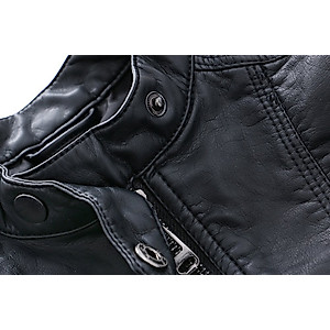 LJYH Boy's&girl's Collar Faux Motorcycle Leather Jackets Kids Spring Biker Coats Black 3/4yrs（100cm）