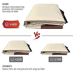 Patio Furniture Covers, Double Wide Chaise Lounge Chair Cover (82 x 57 x 32 Inch) 600D Heavy Duty Outdoor Patio Furniture Cover Chair-Waterproof & Weather Resistant, Anti UV - Beige & Brown