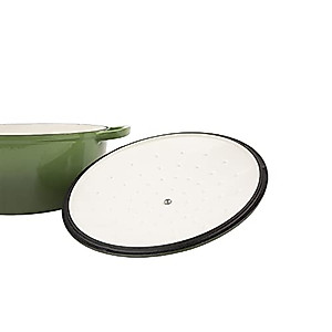 Larder & Vine Enameled Cast Iron Dutch Oven with Lid - Oversized Handles, Dome Lid, Dutch Oven for Sourdough Bread Making – 5.7QT/5.4L - (Okra)