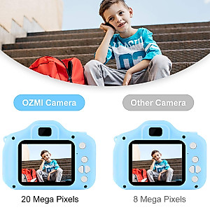OZMI Upgrade Kids Camera for Boys, Christmas Birthday Gift for Boys Age 3-12, 2 Inch HD Video Digital Cameras for Kids Toddler, Toy for 3 4 5 6 7 8 9 10 Year Old Boy with 32GB SD Card - Blue