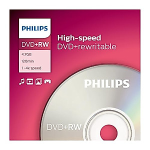 Philips DW 4 S 4 J 05 F/10 DVD+RW Blanks (4.7 GB Data/120 min Video, 4X High-Speed Recording, Pack of 5)