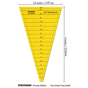 Traceease Trace Simple Trace Stable, 30 Degree Triangle Quilting Ruler and Quilting Template, All Purpose Acrylic Tool for DIY Design Shaped Angular Stencils, 13.9 cmx 22.8 cm