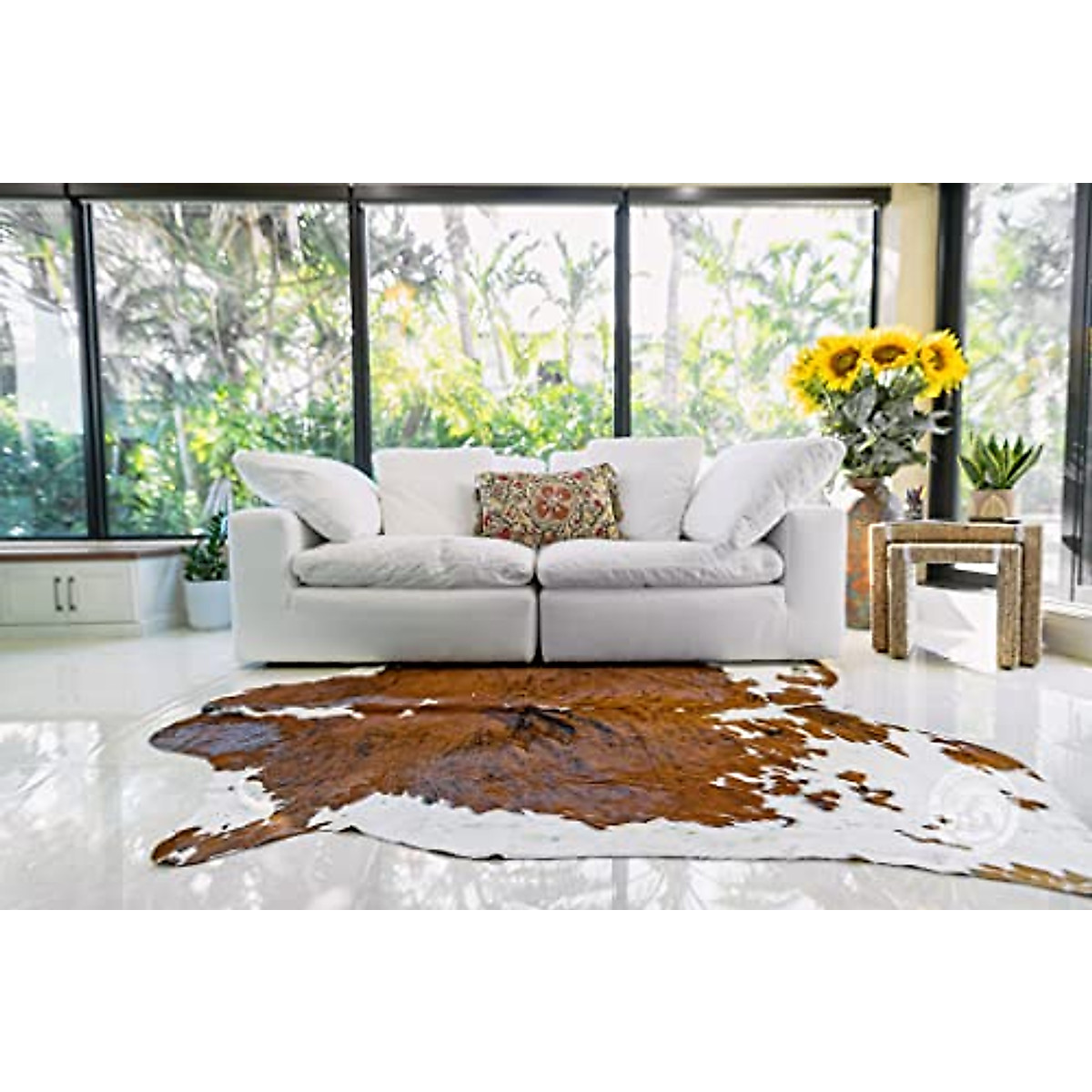 Genuine Brindle Tricolor Cowhide Rug XL 6 x 7-8 ft. 180 x 220 cm