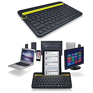Logitech 920-006342 Bluetooth Multi-Device Keyboard K480 - Wireless Connectivity - Bluetooth - English, French - QWERTY Layout - Computer, Tablet, Smartphone - Black (Renewed)