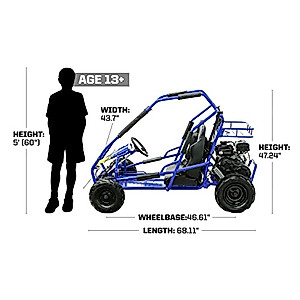 Coleman Powersports Off Road Go Kart, Gas Powered, 196cc/6.5hp(KT196-BL), Large, Blue