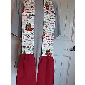 Chili Recipe Kitchen Boa with Red Towel, Neck Apron, Neck Towel, Kitchen Scarf, Chef's Towel, Gifts under $25, Ships Same/Next Day!