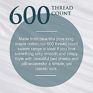 Peace Sleep Bedding - 600 TC Egyptian Cotton Sheets - Luxury Queen Size Cooling Bed Sheets - Soft Sateen Weave Cotton Sheets for Queen Bed - Deep Pocket Fits Upto 16" Deep Mattress - Dark Grey