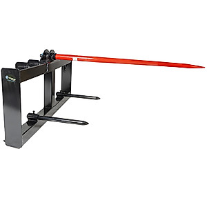 Titan Attachments Skid Steer Hay Frame Attachment, 49" Hay Spear and Stabilizer Spears, Rated 3,000 LB, Quick Tach Mounting, Hay Handing Equipment for Bobcat Tractors