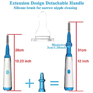 Camelcell Electric Bottle Brush,Long Handle Electric Water Bottle/Baby Bottle Brush Cleaner, Extra Long Bottle Cleaning Brush Set,1500 mAh,Waterproof IP65