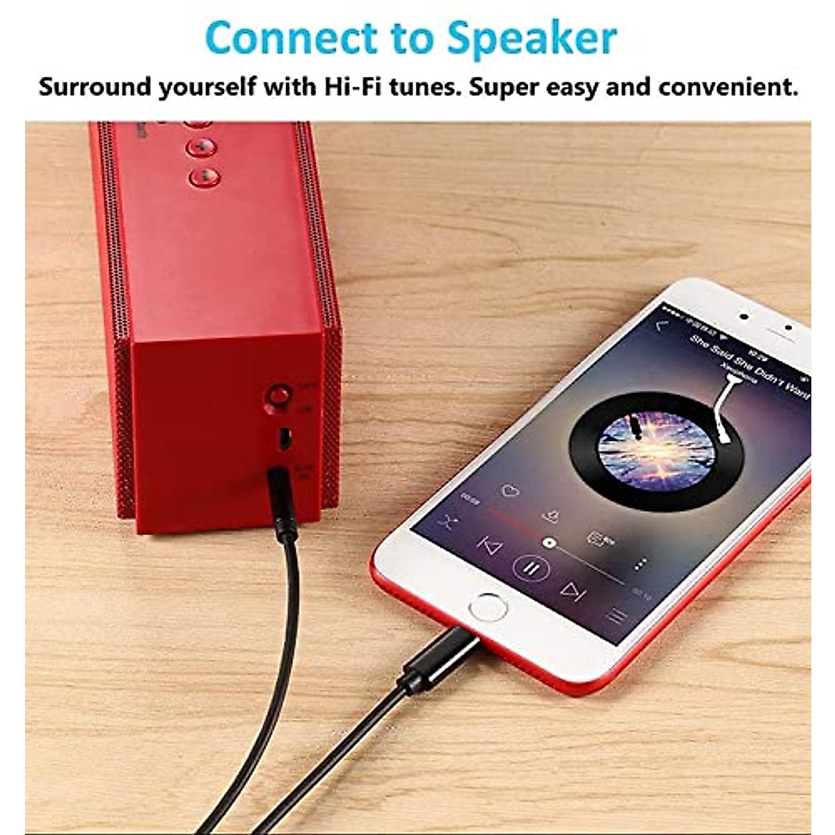 Aux Cord for iPhone, Lightning to 3.5mm Audio Cable 3.3FT [Apple Mfi Certified] iPhone AUX Cord for Car Stereo, Speaker and Headphone Compatible with iPhone 14 13 12 11 XS XR X 8 7 6 iPad iPod (Black)