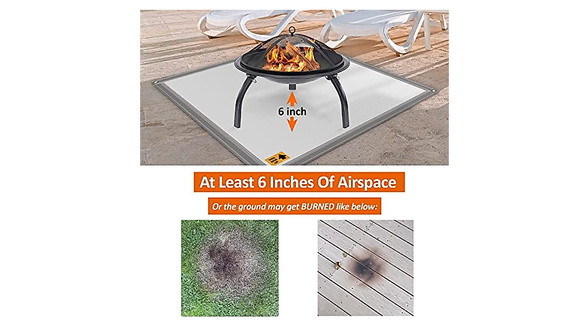 Semmiro 40" x 40" Square Fire Pit Mat, 3-Layer Fireproof Grill Pad ...