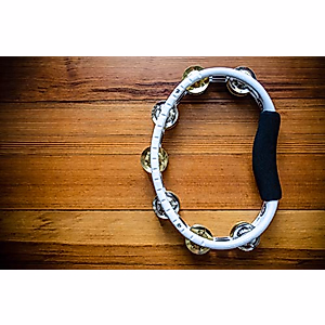 Meinl Percussion Traditional Tambourine, Handheld Half-Moon Shape with Synthetic Frame — NOT Made in China — Double Row Dual Alloy Jingles, 2-Year Warranty (TMT1M-WH)