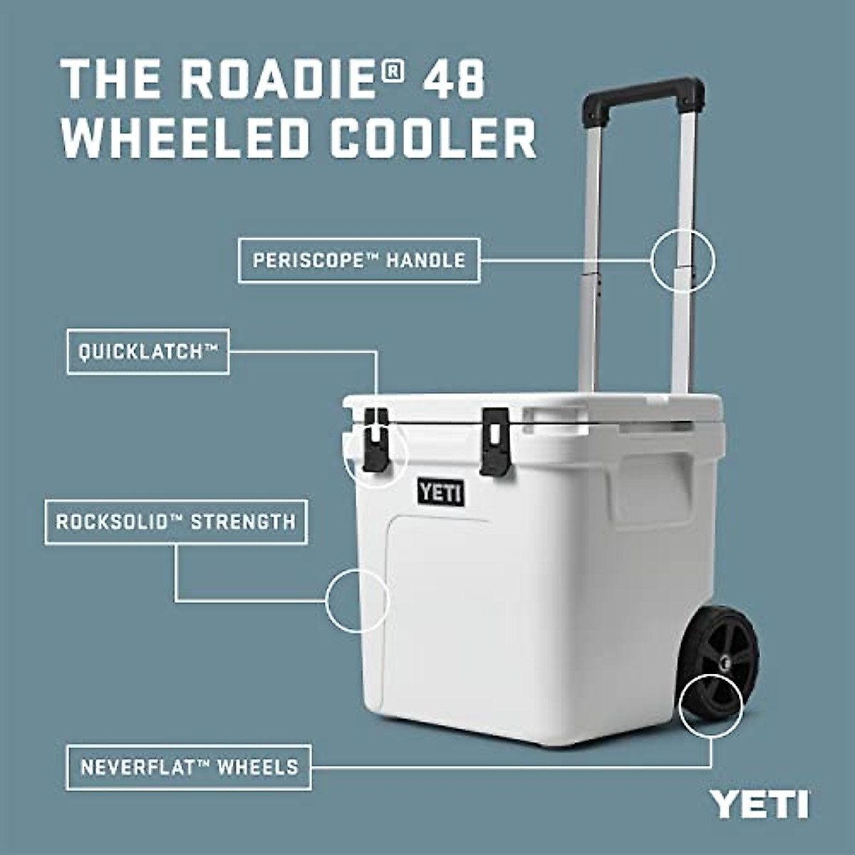 YETI Roadie 48 Wheeled Cooler with Retractable Periscope Handle, Charcoal