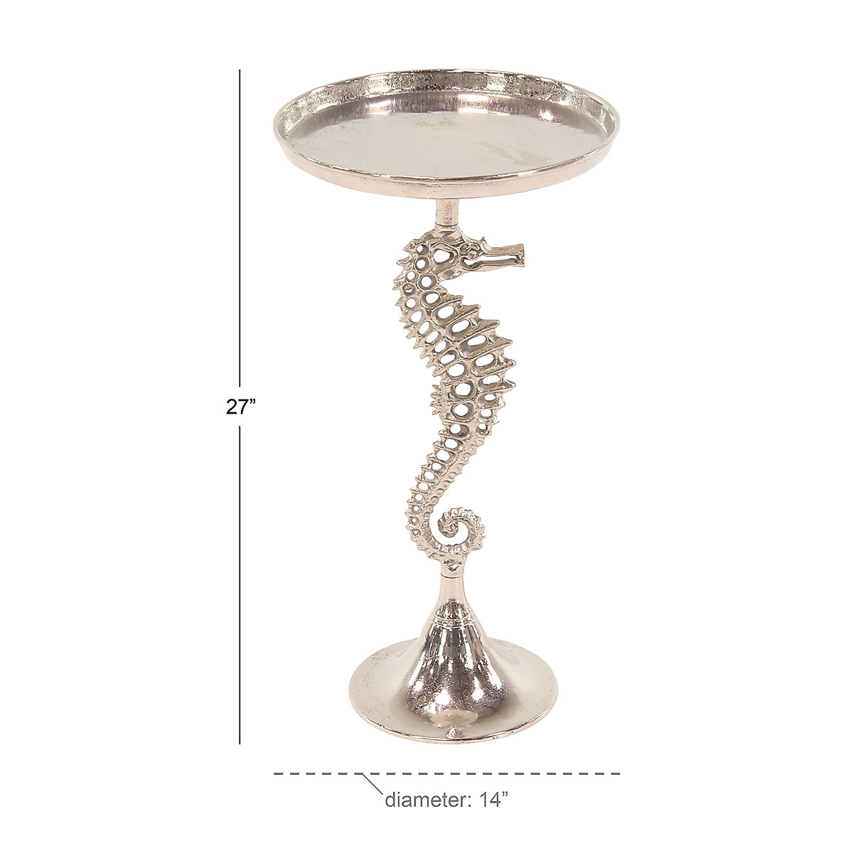 Deco 79 Coastal Aluminum Accent, Side Table 14" x 14" x 27", Silver