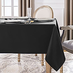 Softalker Rectangle Tablecloth Waterproof & Stain Resistant Table Cloth Wrinkle Free Fabric Washable 210GSM Polyester Table Cover for Dining/Party/Buffet/Wedding (60x84 inch, Black)