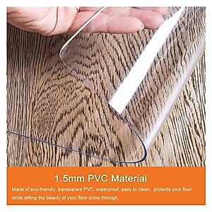 Clear PVC Desk Chair Mat Transparent Floor Protector,Vinyl Floor Protector Mat,Chair Mat-PVC Transparent Non-Slip Durable Floor Protector Mat for Office Home Hard Floor Carpet1.5mm Thick,125/135/145/1