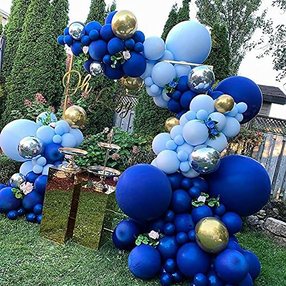 141pcs Navy Blue Balloon Garland Arch Kit 18'' 10'' 5'' Royal Blue Macaron Blue Balloons and Metallic Gold Silver Balloon for Kids Boys Birthday Party Wedding Baby Shower Decorations (Royal Blue)