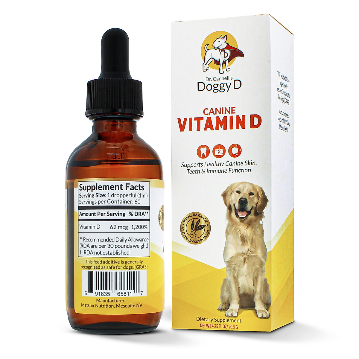 Doggyd Vitamin D3 Liquid for Dogs Cats, 60mL, 60 Count at 1ml Dose