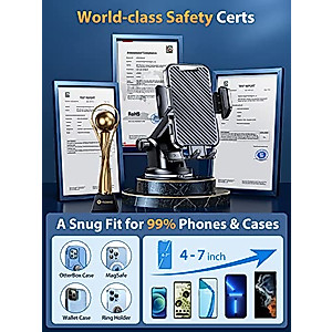 VICSEED Car Phone Holder Mount, [Non-Shaking & No More Falling Phones] Cell Phone Holder Car Mount Hands-Free Universal Cell Phone Mount for Car Dashboard/Windshield/Air Vent Fit for All Mobile Phones