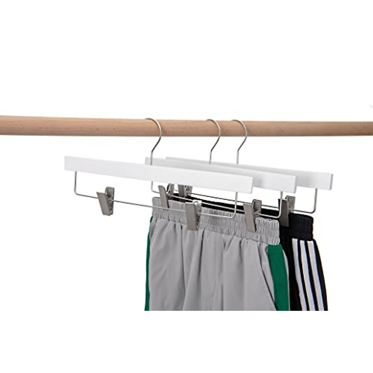 20 Luxury Ultra Thin Space Saving Wooden Clothes Hanger with Squared Pant Bar Best for Shirts, Blouses, Pant, Dress, Hangers White (White - Skirt, 20)