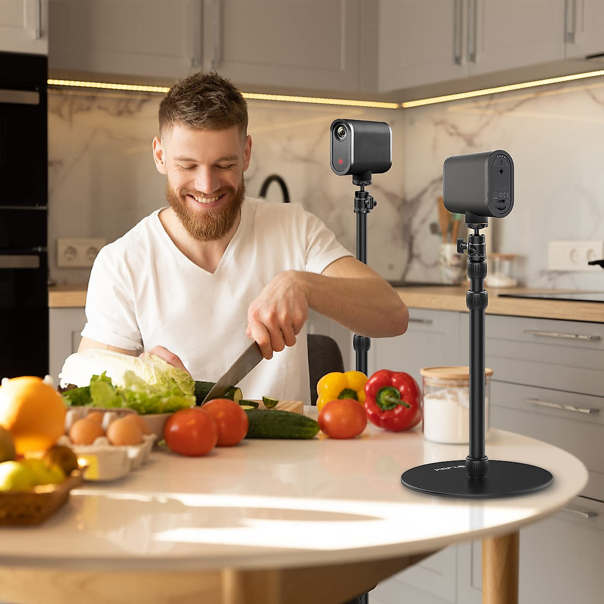 jusmo LS09 Aluminum Projector Floor Stand for Nebula/XGIMI/Other Video Projectors, Mevo Camera Stand, 16.5-34.6inch Adjustable, Compatible with Projector/Camera/Phone/GoPro/Webcam/Lights