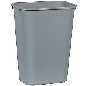 Rubbermaid Commercial Products 2957 LLDPE 10-Gallon Deskside Large Trash Can, Rectangular, 11" Width x 15-1/4" Depth x 19-7/8" Height, Gray
