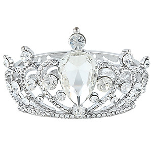 EVER FAITH Bridal Silver-Tone Crown Heart Teardrop Bracelet Clear Austrian Crystal