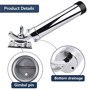 smartmarine 316 Stainless Steel Boat Fishing Rod Holder 360 Degree Rotation Outrigger Fishing Pole Support