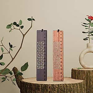 GGFLY Retro Rosewood Multifunctional Ruler Bookmark Chinese Style Gift Exquisite Carving Office Reading Book Clip Stationery