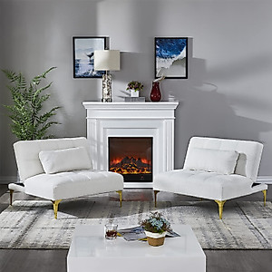 LKTART Convertible Sofa Bed futon with Gold Metal Legs for Living Room Office.White