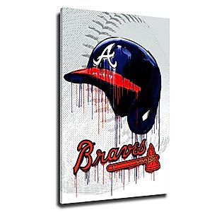 Atlanta City Baseball Poster Print Canvas Wall Art Decor for Living Room Large Picture Wall Art to Fans NOUCAN (12x18inch-Unframe,A)