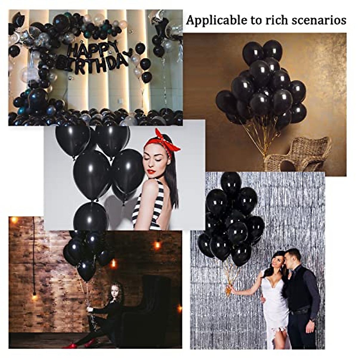 100PCS Black Balloons 12 Inches Latex Premium Quality Black Themed Balloons, Black Balloon for Birthday Party, Wedding Decorations, Baby Shower Graduation, and Graduation Decorations