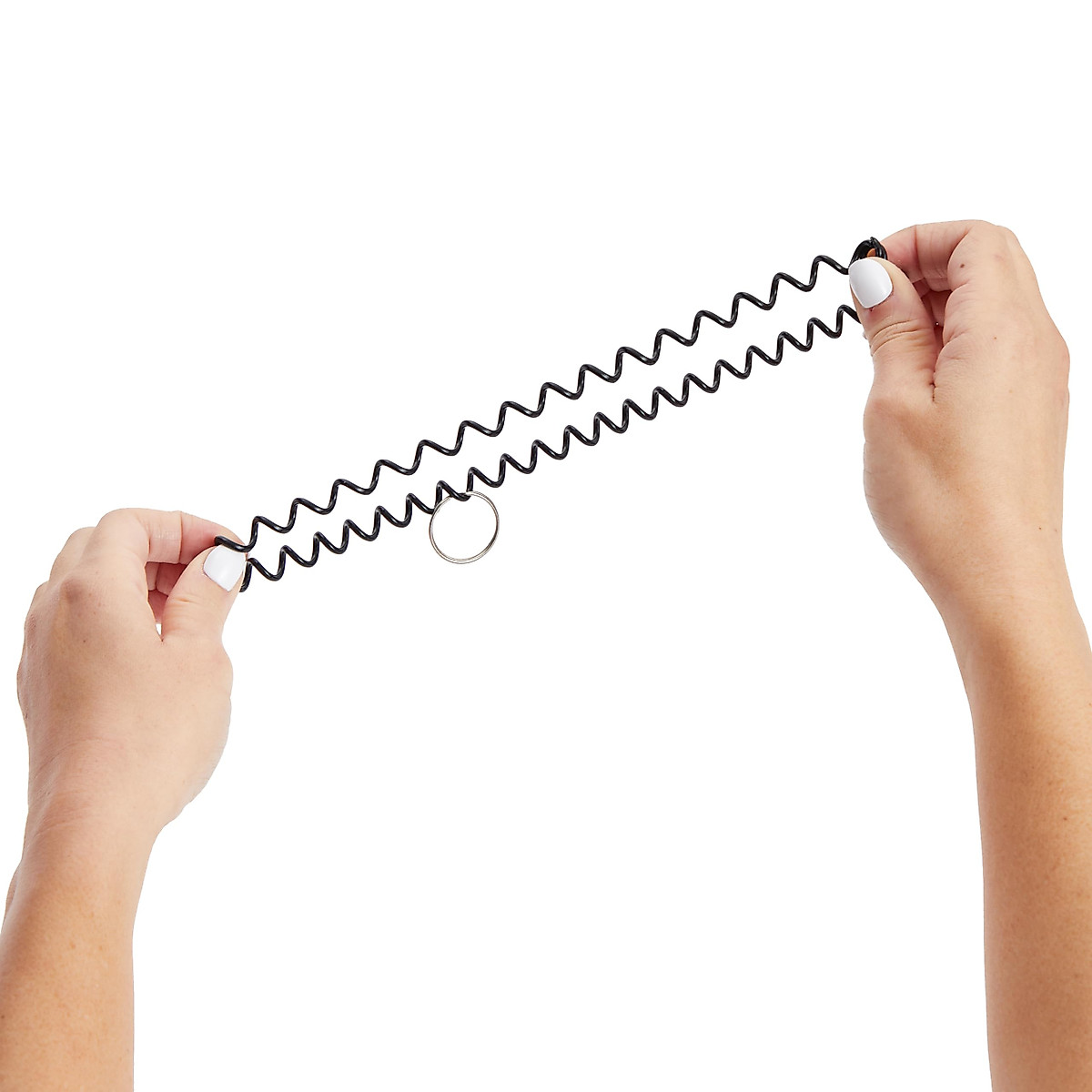 Juvale 100 Pack Spiral Coil Wrist Keychains, Stretchy Wristband Bracelet Key Rings (Black)